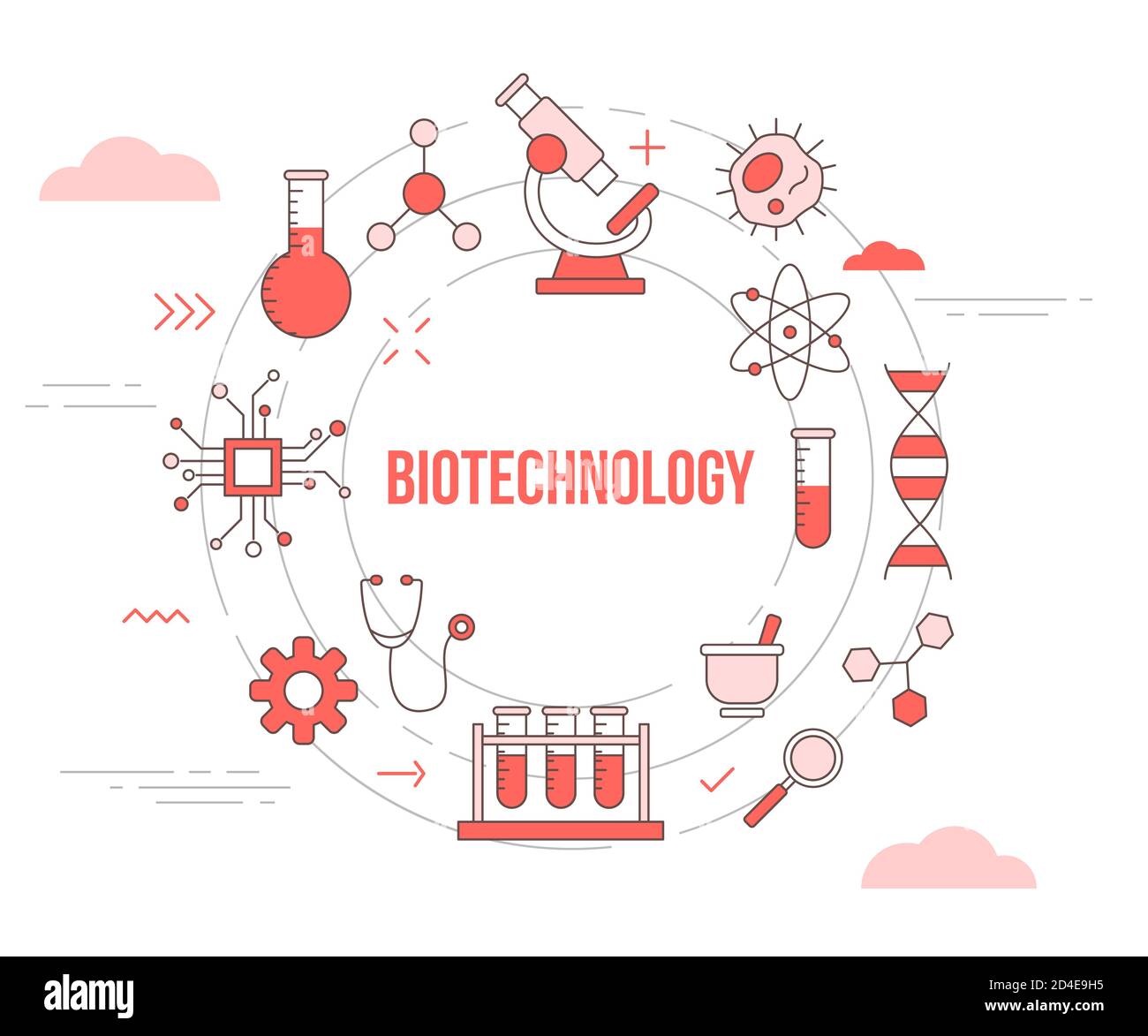 biotechnology concept with icon set template banner with modern orange ...
