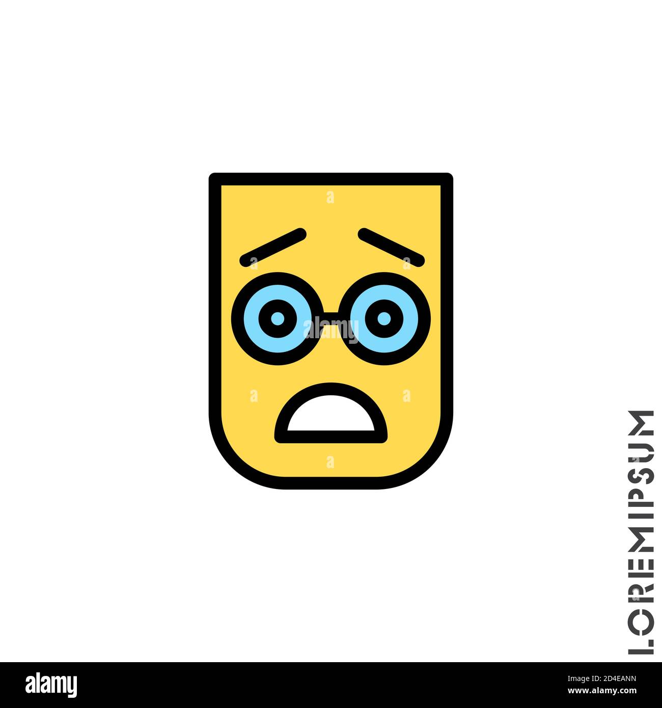 Frowning with open mouth emoji color vector icon with raised eyebrows ...