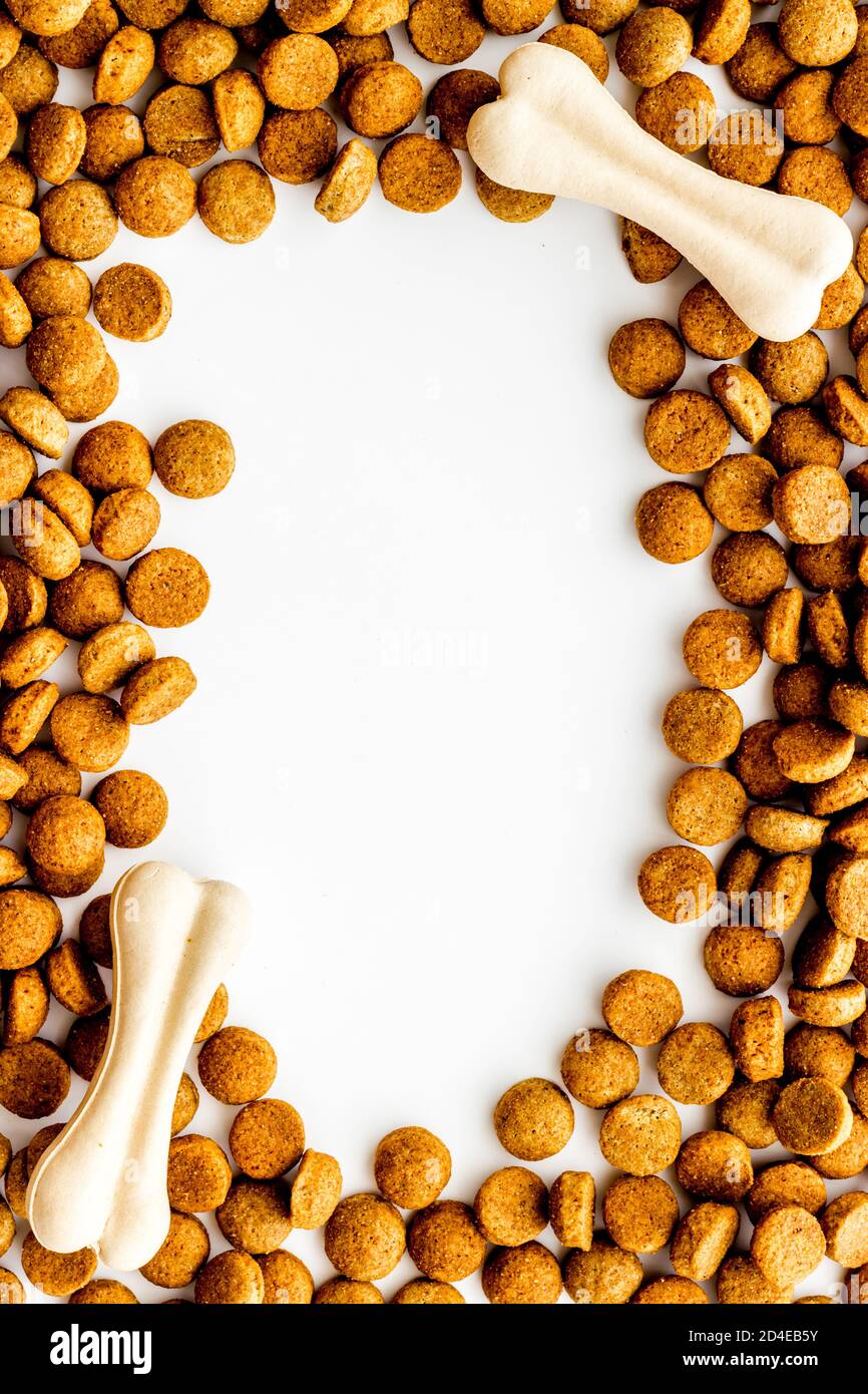Dry pet dog food background with copy space. Above view Stock Photo - Alamy