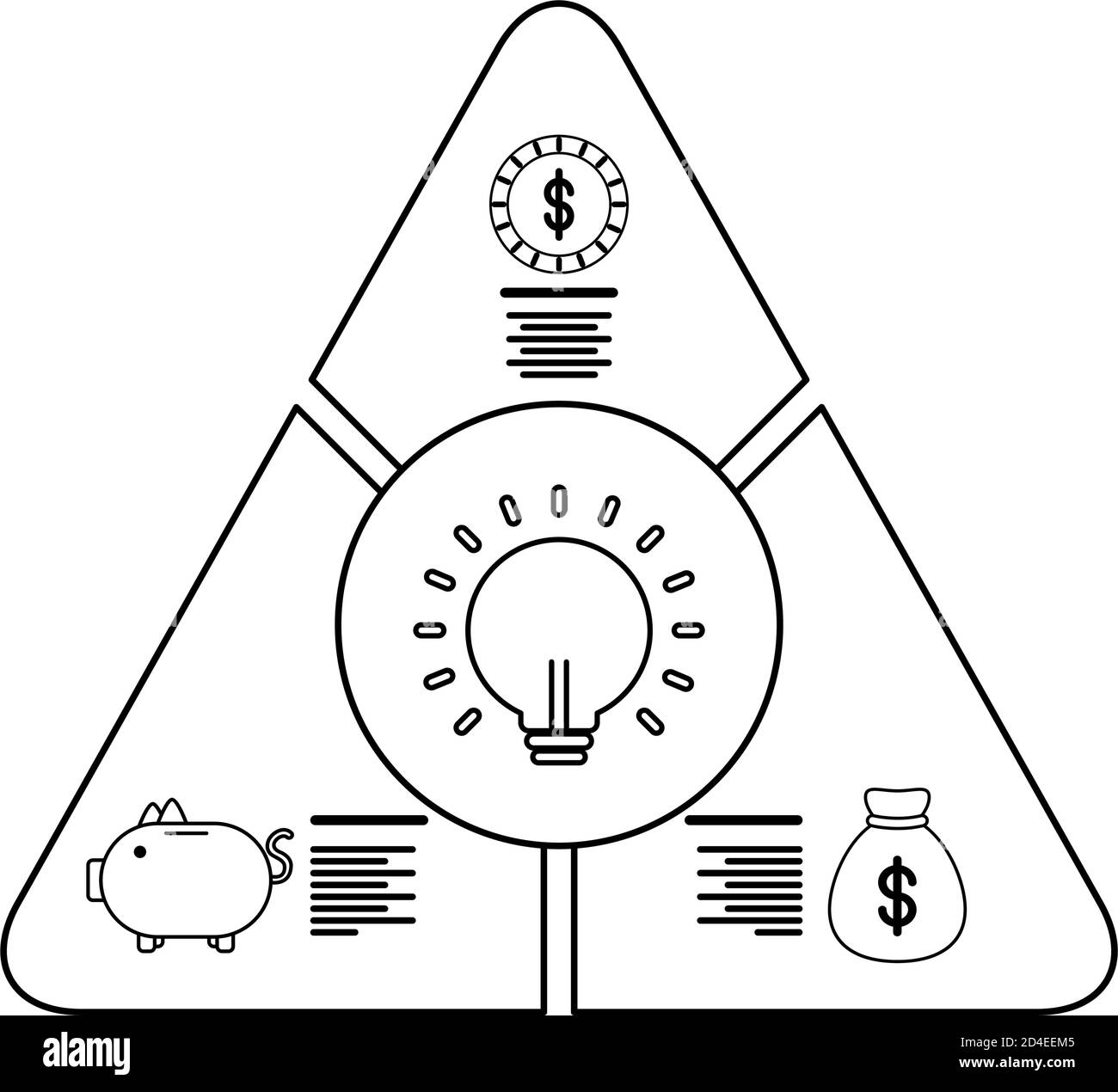bulb in pyramid infographics statistics line style icon vector ...