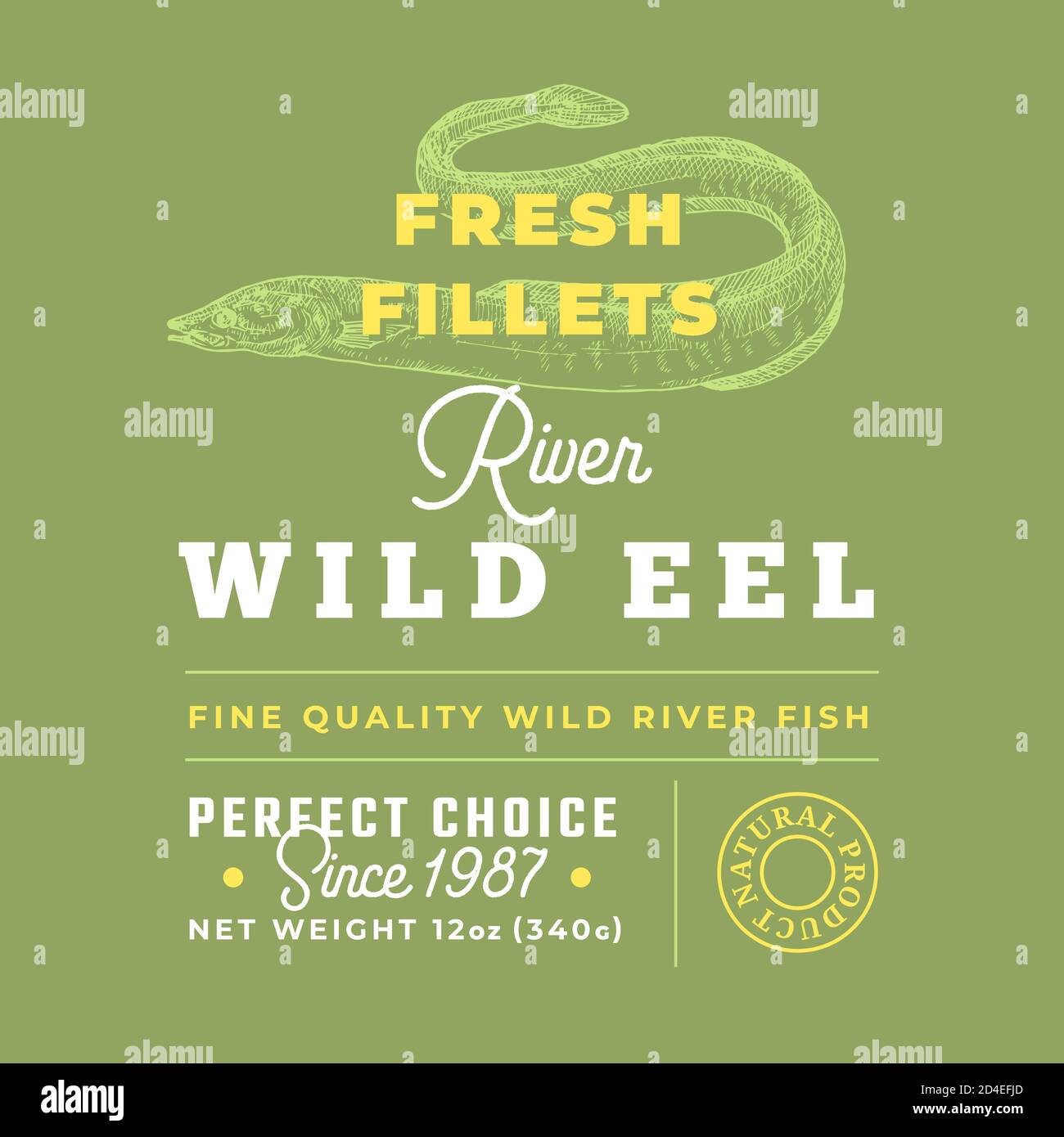 Fresh Fillets Premium Quality Label . Abstract Vector Fish Packaging ...