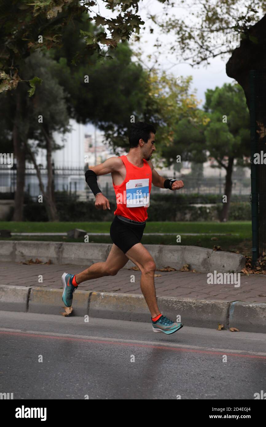 ISTANBUL, TURKEY - SEPTEMBER 20, 2020: Athlete running Istanbul Half ...