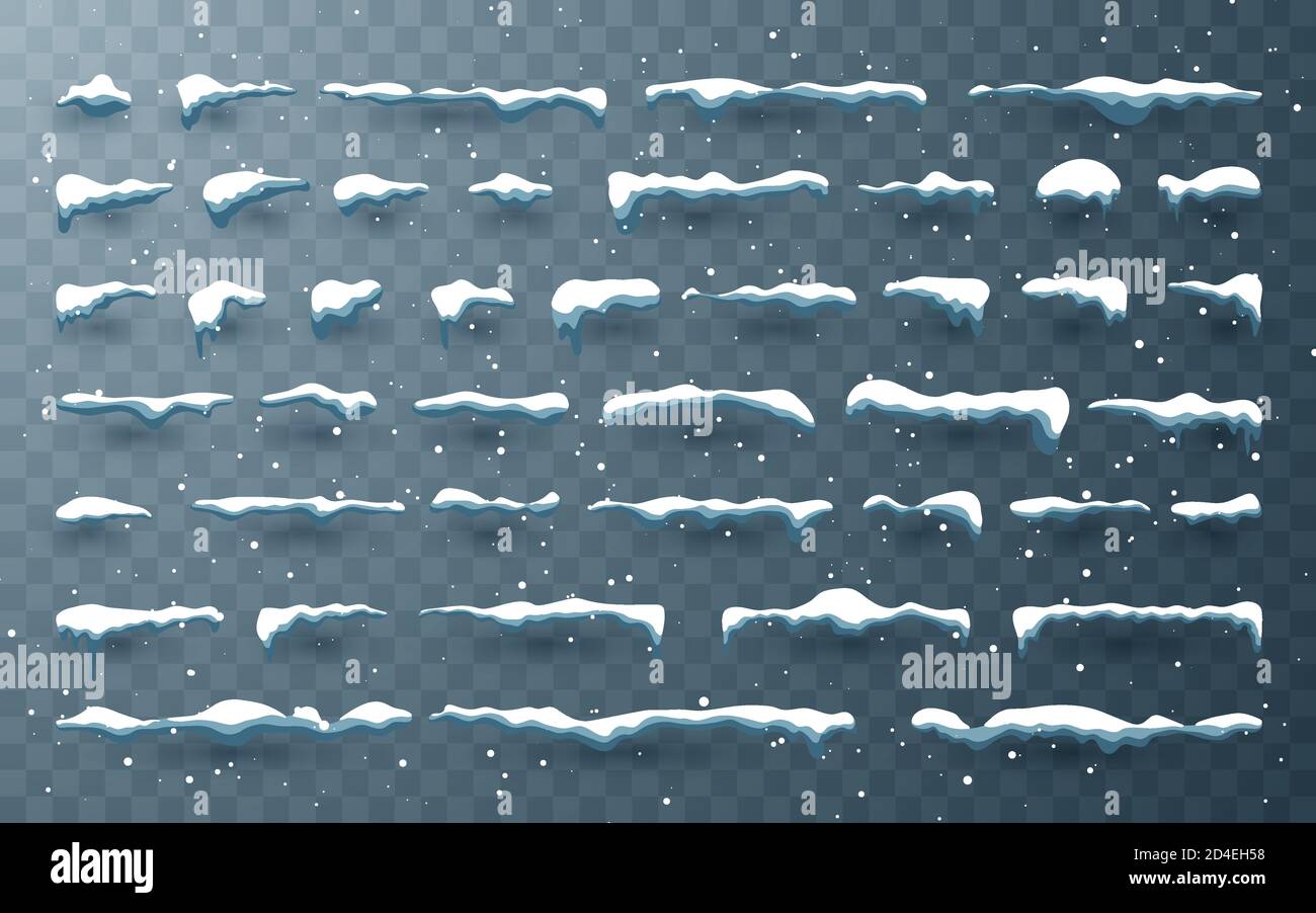 Snow caps, snowballs and snowdrifts set. Snow cap vector collection ...