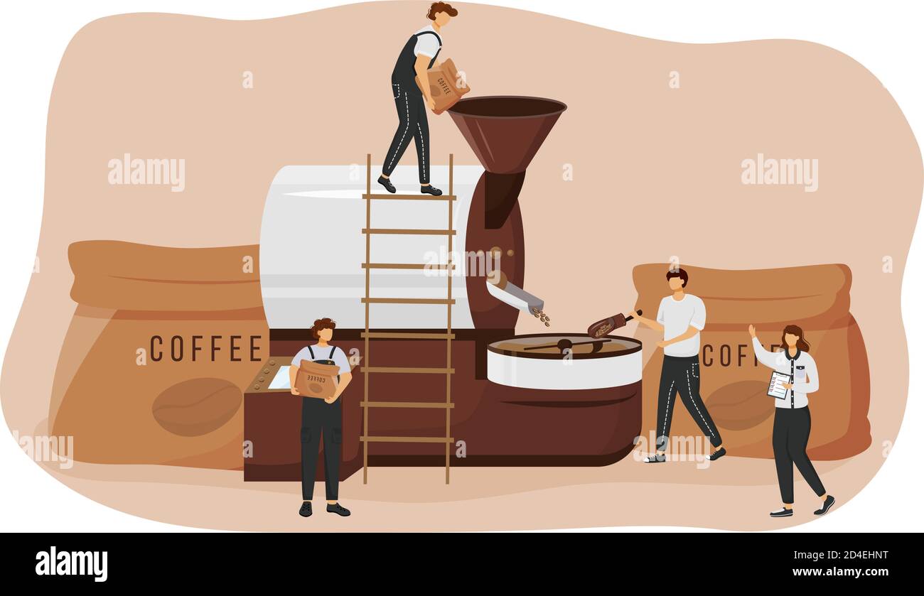 Roasting coffee beans flat concept vector illustration Stock Vector ...