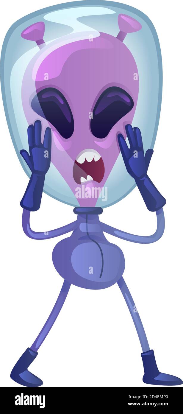 Frightened alien flat cartoon vector illustration Stock Vector Image ...