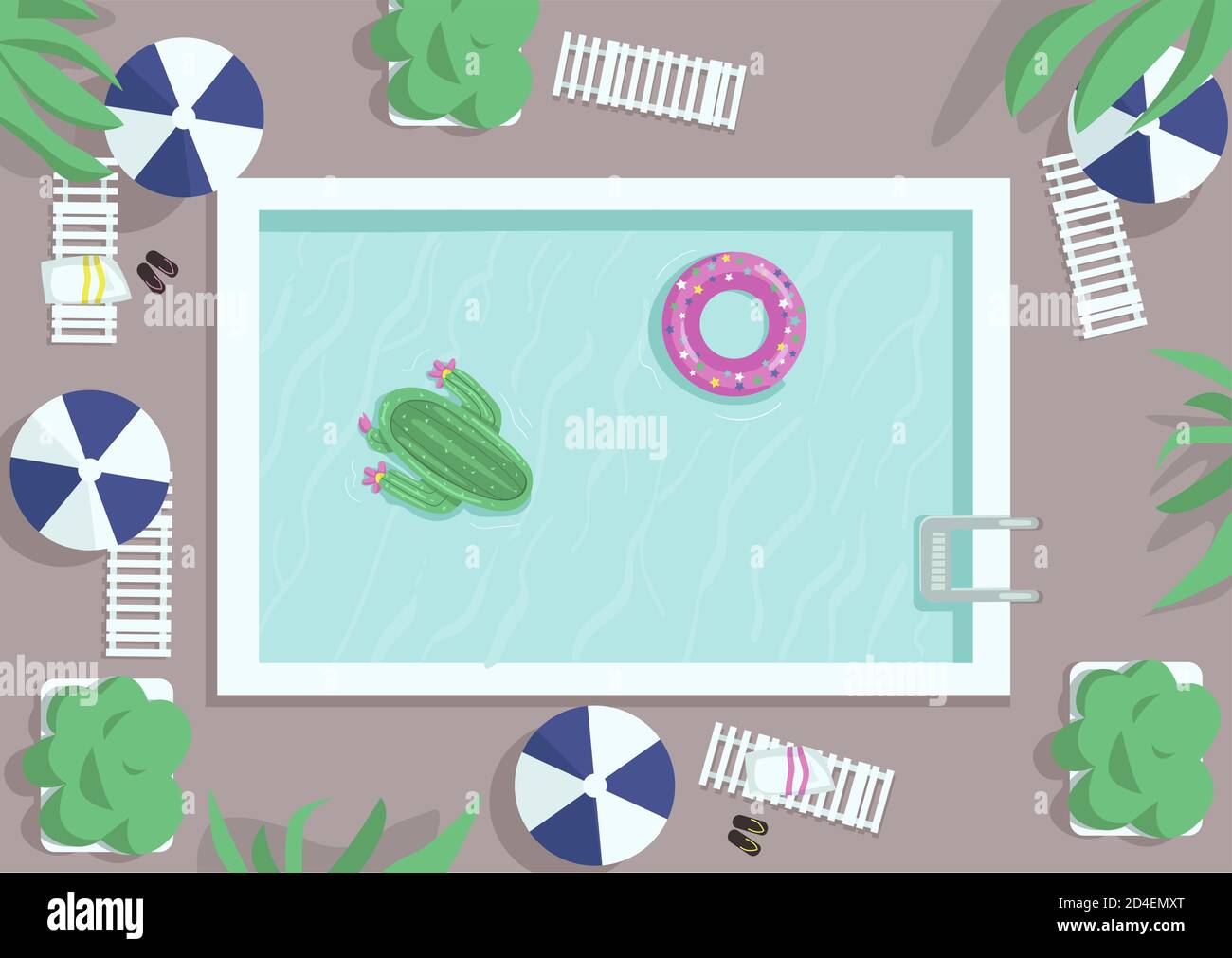 Top view square pool flat color vector illustration Stock Vector Image ...