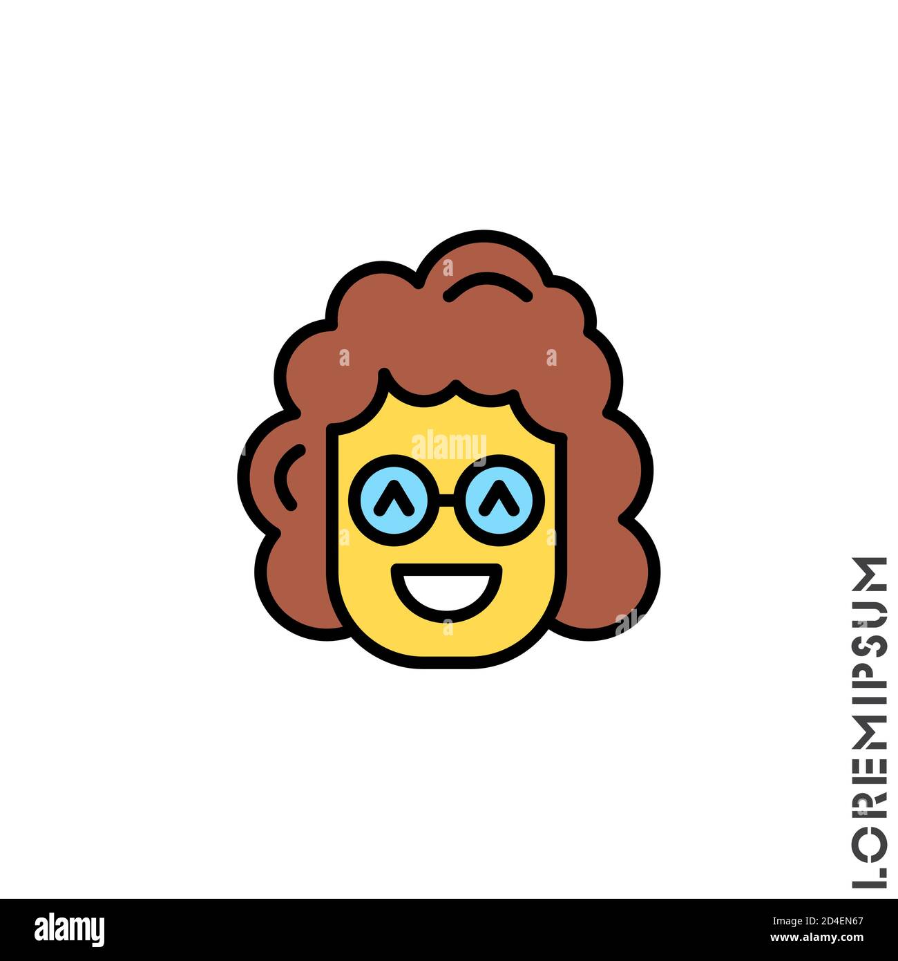 Laughing, emoticon girl, woman yellow icon. Fun, face vector. Humor ...