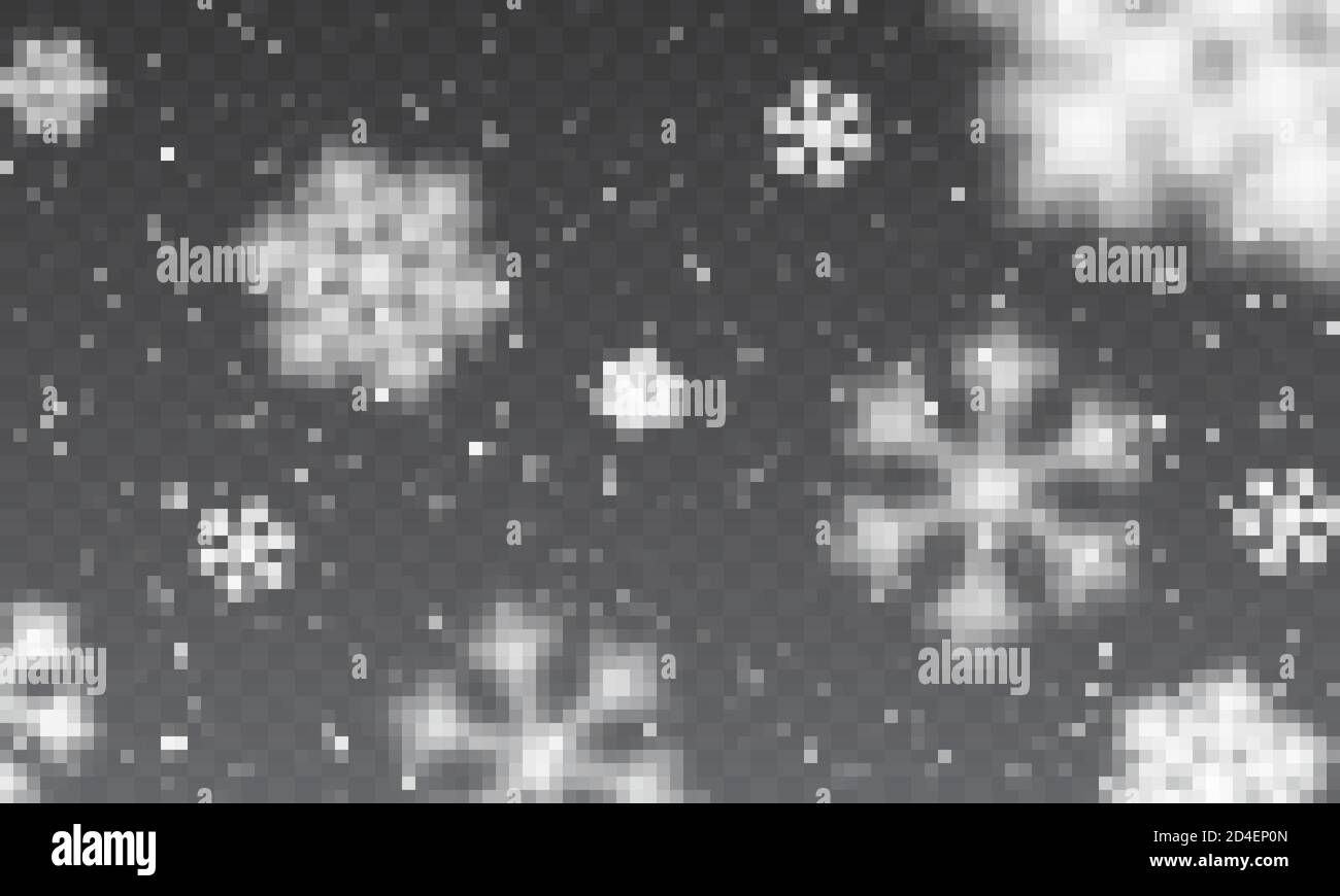 Christmas snow. Falling snowflakes on transparent background. Snowfall ...