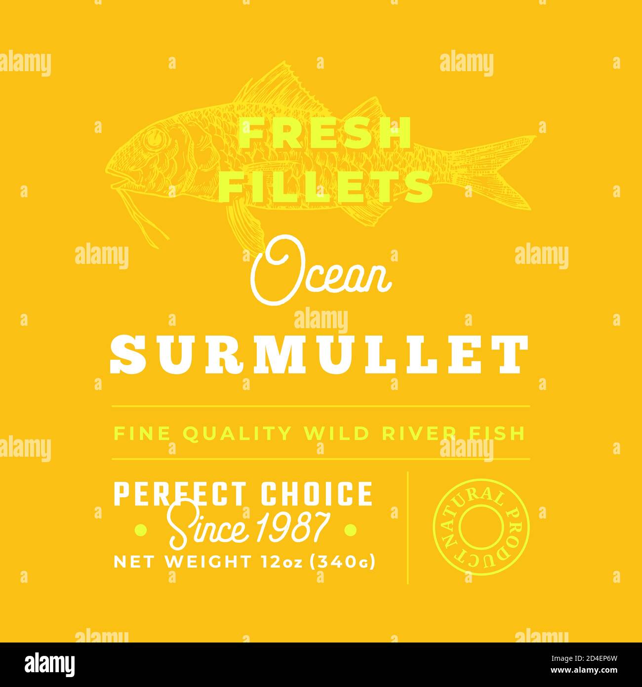 Fresh Fillets Premium Quality Label. Abstract Vector Fish Packaging ...