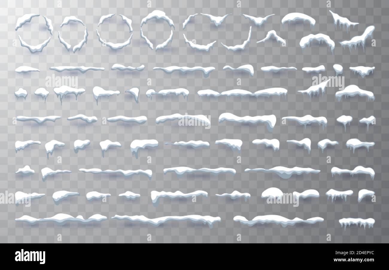 Snow, ice cap with shadow. Snowy elements on winter background ...