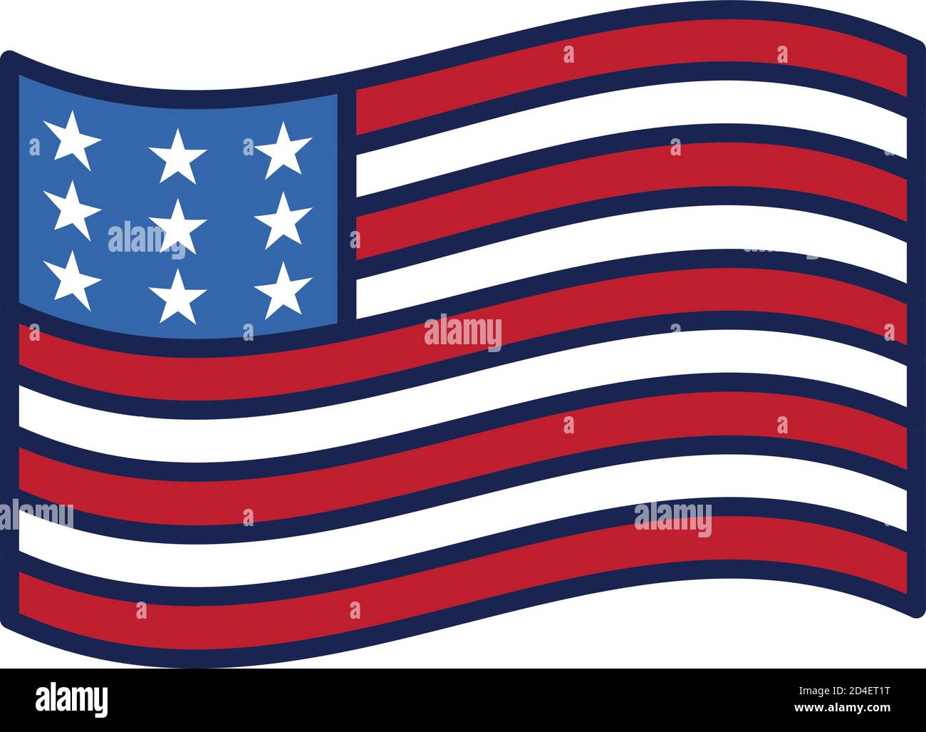 Usa flag line and fill style icon design, United states of america ...