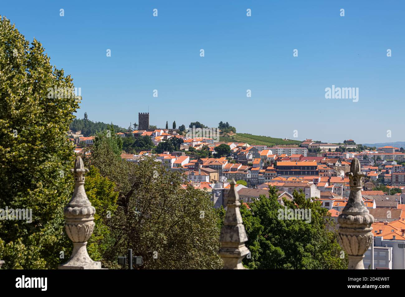 Lamego / Portugal - 07 25 2019 : View at the city Lamego downtown and ...
