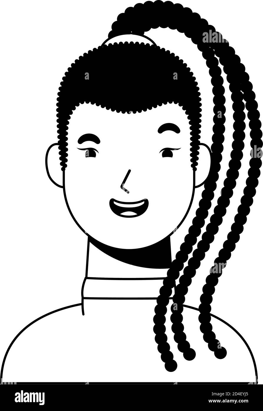 afro ethnic woman with rasta hairstyle character vector line style ...