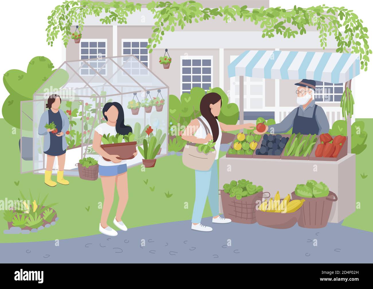 Home greenhouse 2D vector web banner, poster Stock Vector Image & Art ...