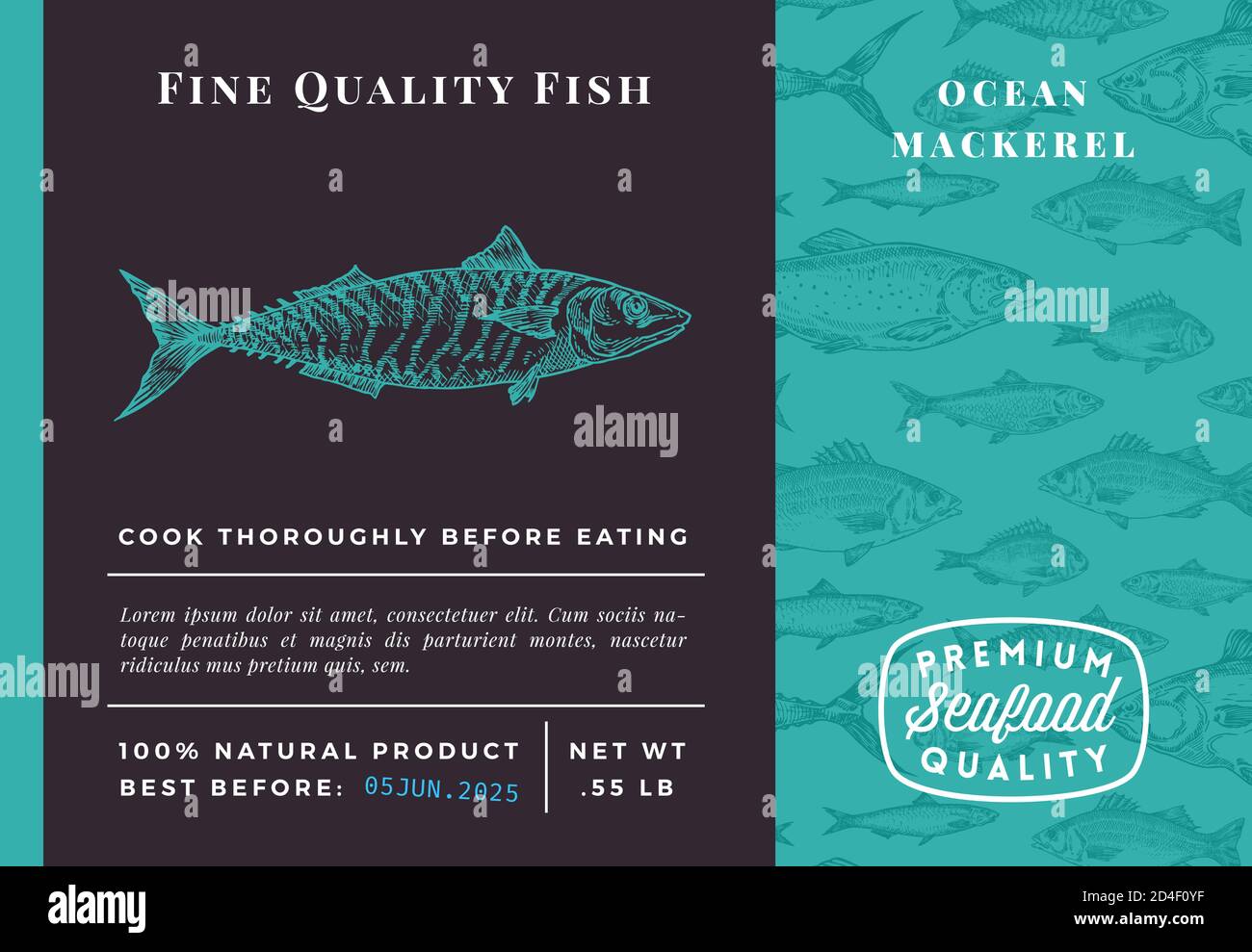Premium Quality Mackerel Abstract Vector Packaging Design or Label ...