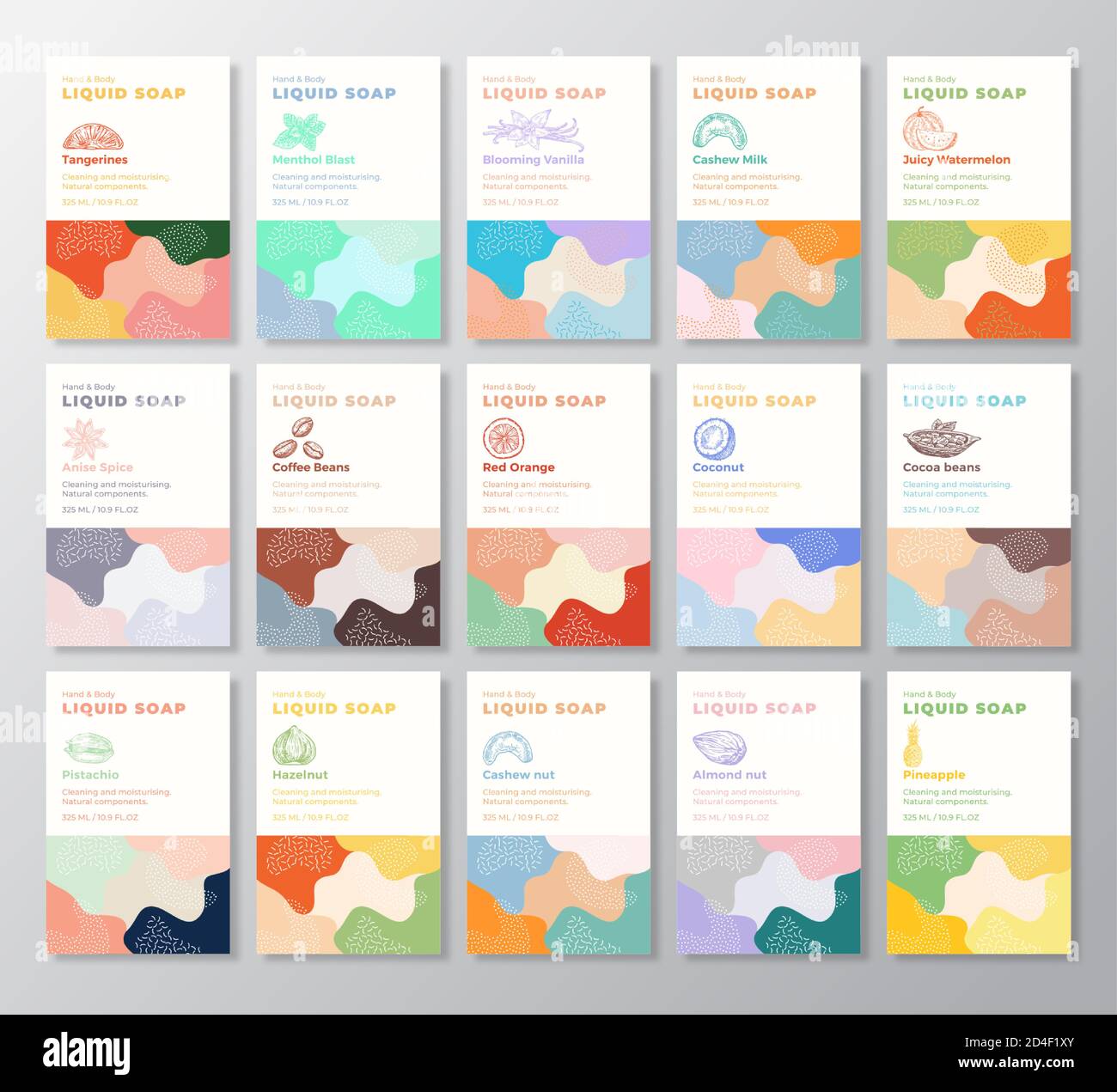 Liquid Soap Label Templates Collection. Abstract Shapes Camo Background ...