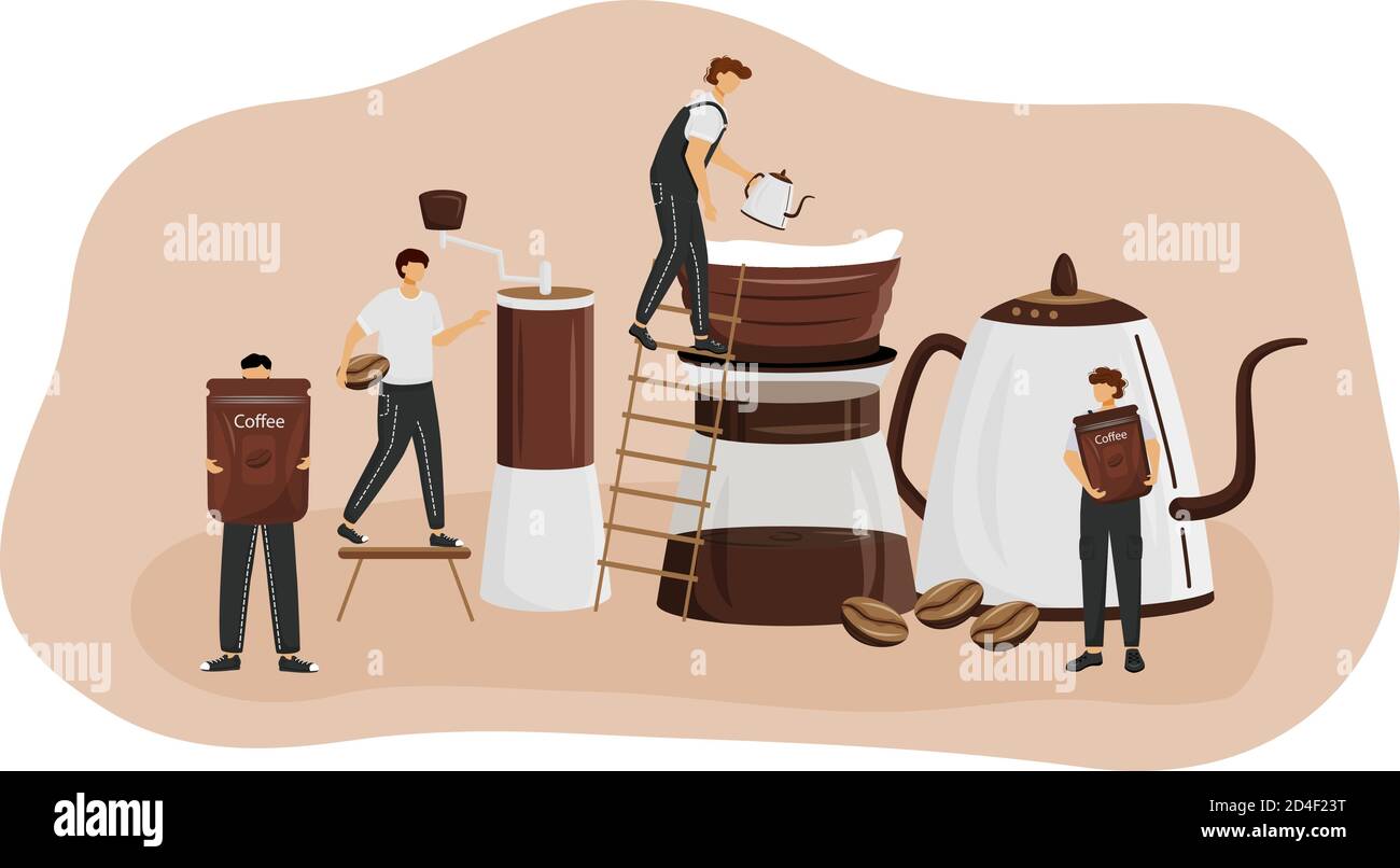 Coffee brewing methods flat concept vector illustration Stock Vector ...
