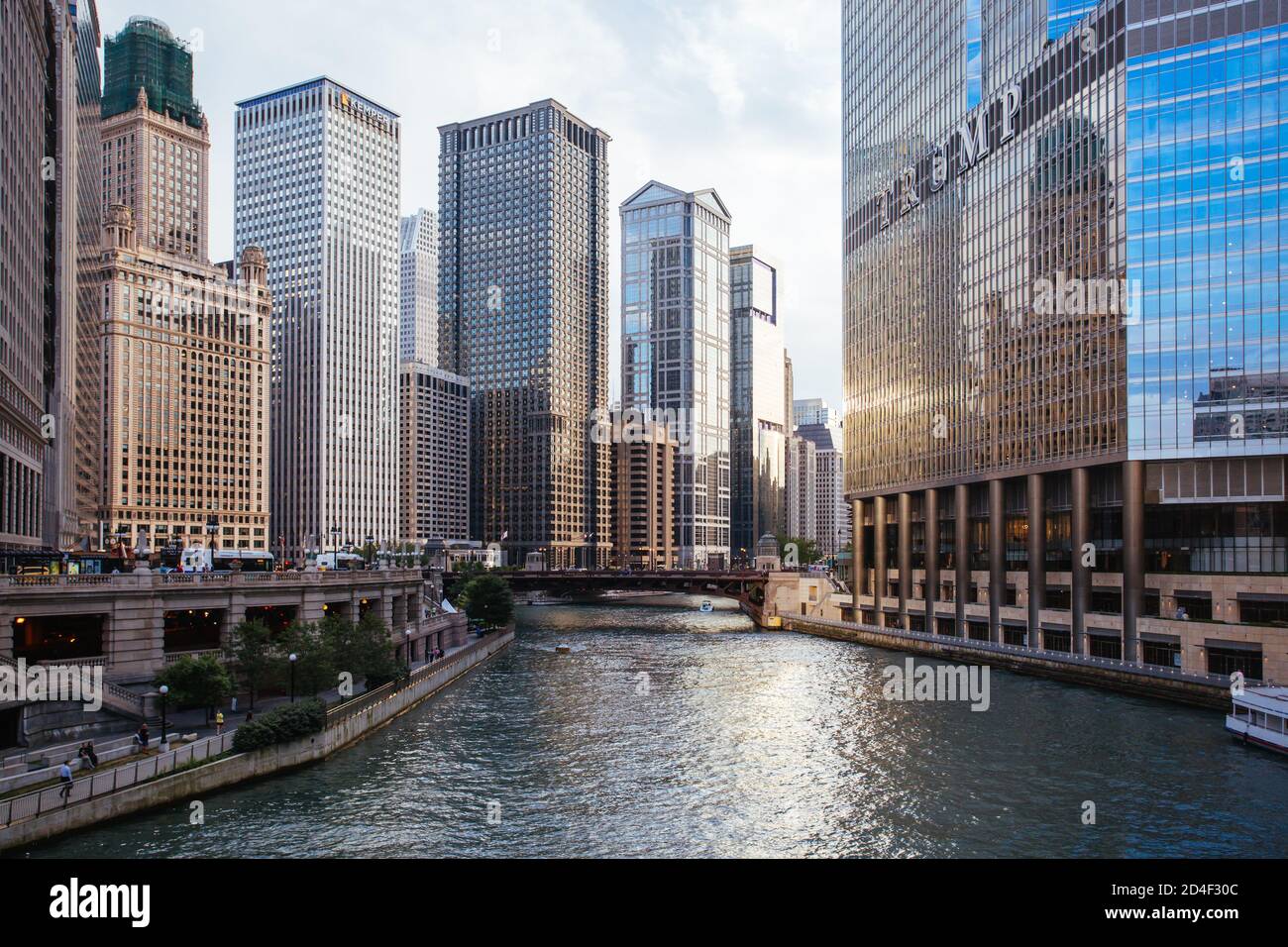 Chicago River Skyline and Trump Tower Stock Photo - Alamy