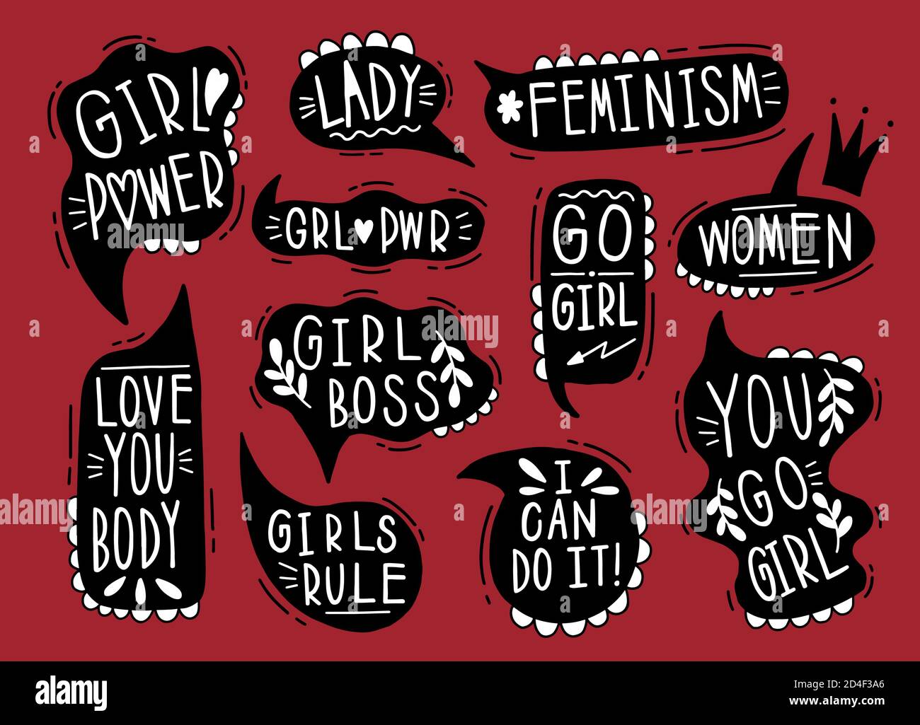 Collection hand drawn communicate feminism speech. Design element ...