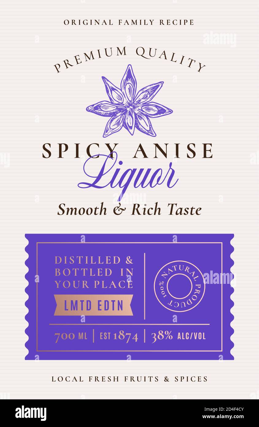Family Recipe Anise Spice Liquor Acohol Label. Abstract Vector ...