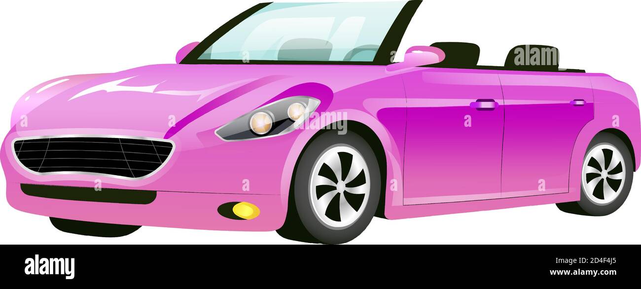 Pink cabriolet cartoon vector illustration Stock Vector Image & Art - Alamy