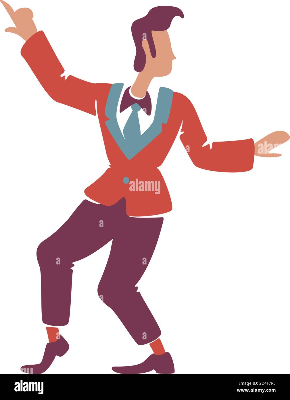 Handsome guy in red blazer with hand up flat color vector faceless ...