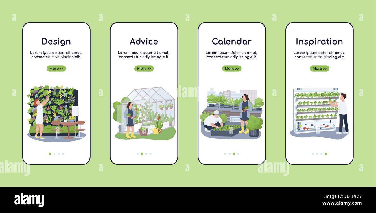 Landscape Design Onboarding Mobile App Screen Flat Vector Template