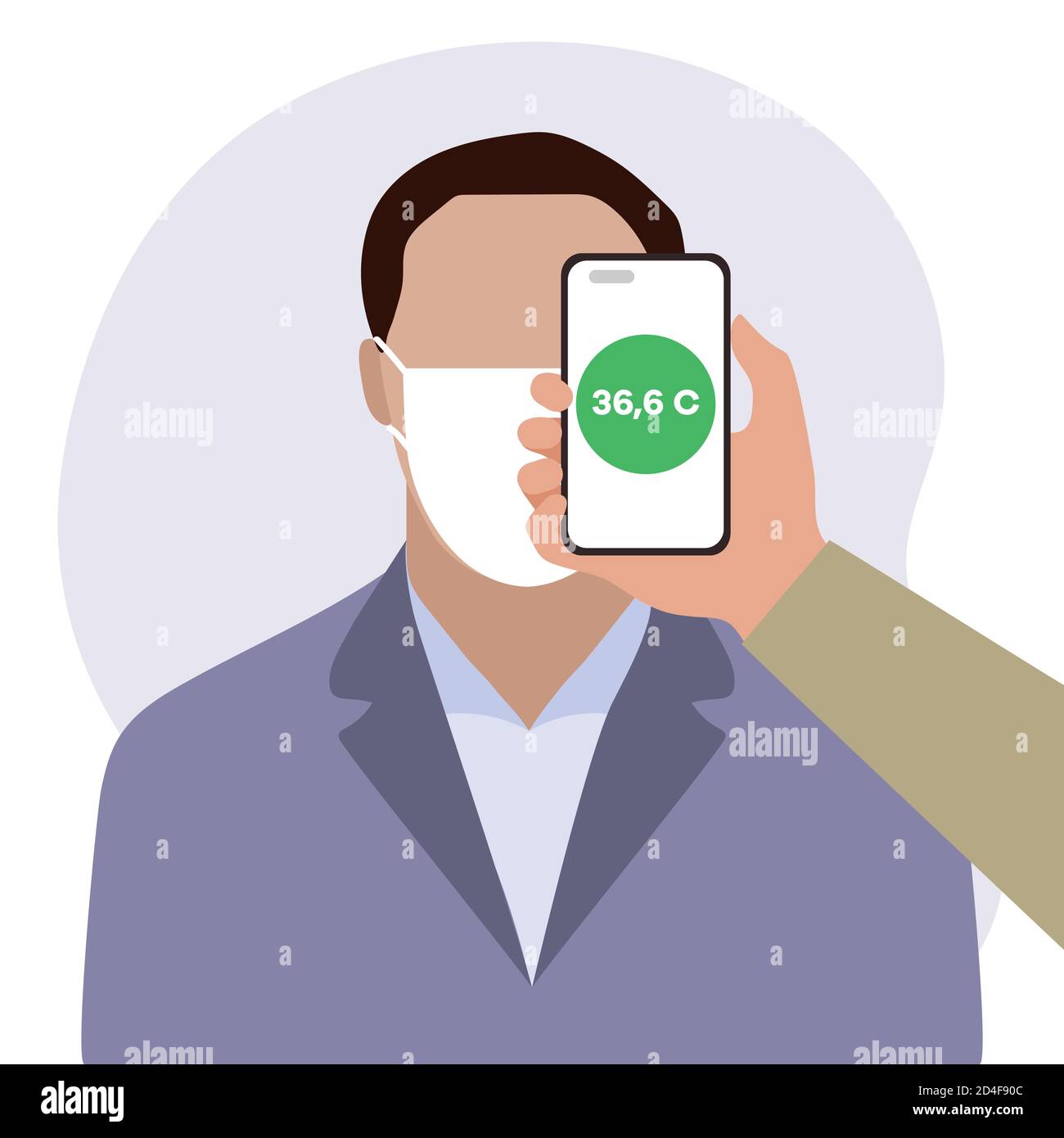 Vector illustration Phone placed on forehead of person remotely ...