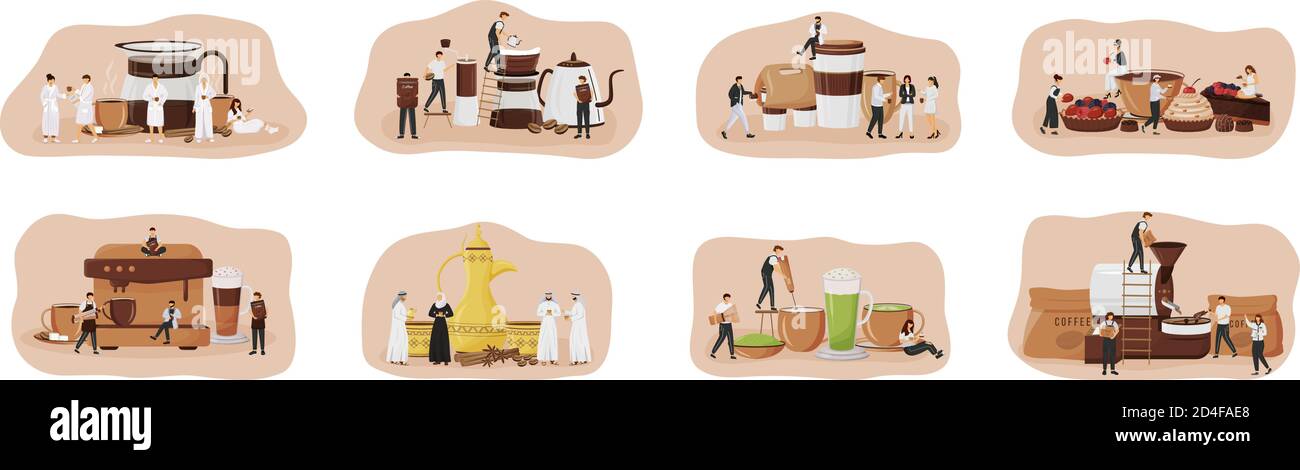 Coffee culture flat concept vector illustration set Stock Vector Image ...