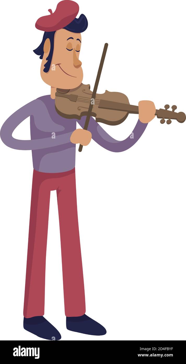 Man playing violin flat cartoon vector illustration Stock Vector Image ...