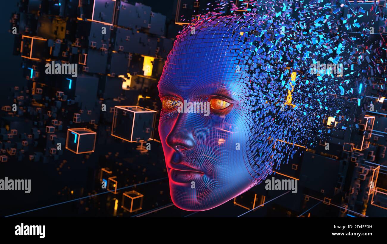 Block head illustration block hi-res stock photography and images - Alamy