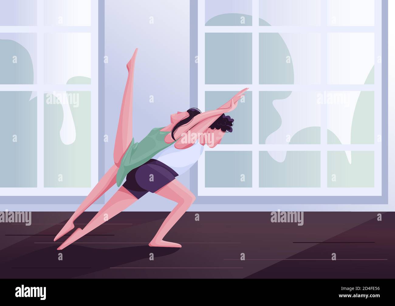 Contemp dancers movements flat color vector illustration Stock Vector ...