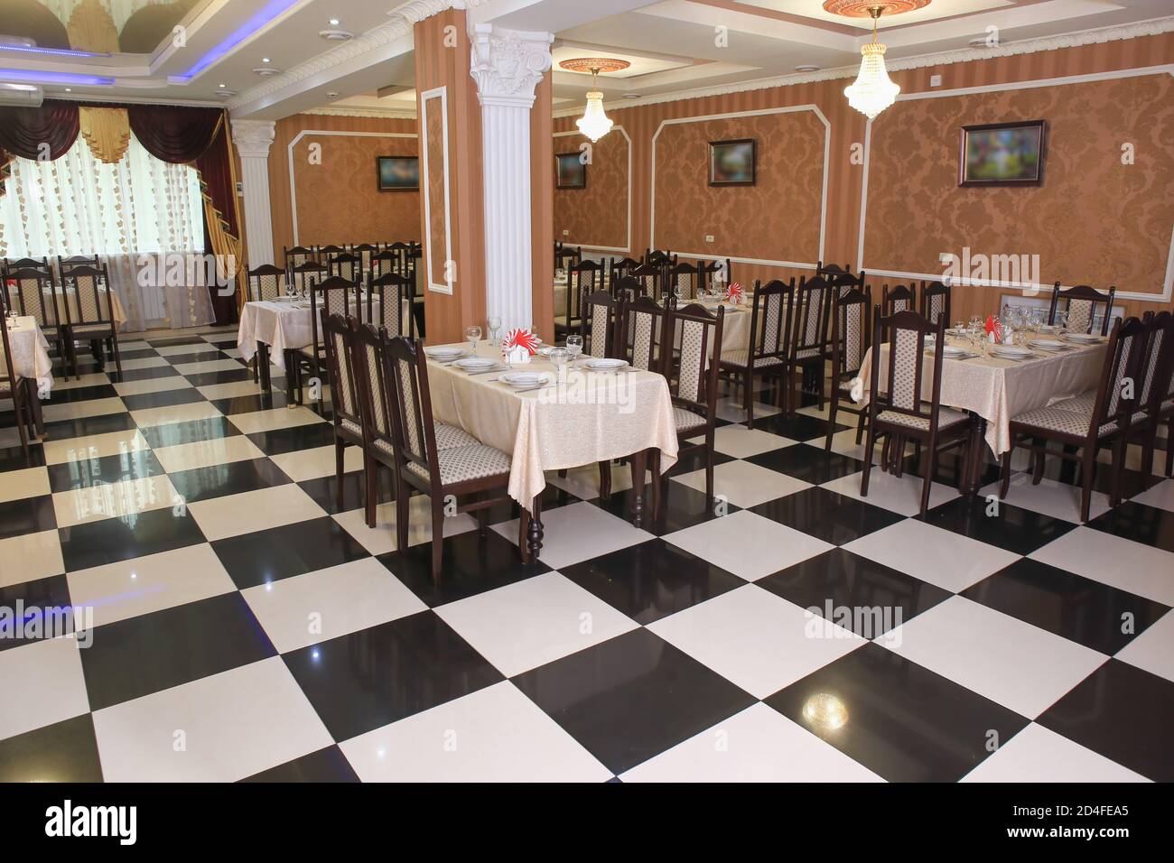beautiful interior of the restaurant in classic style Stock Photo - Alamy