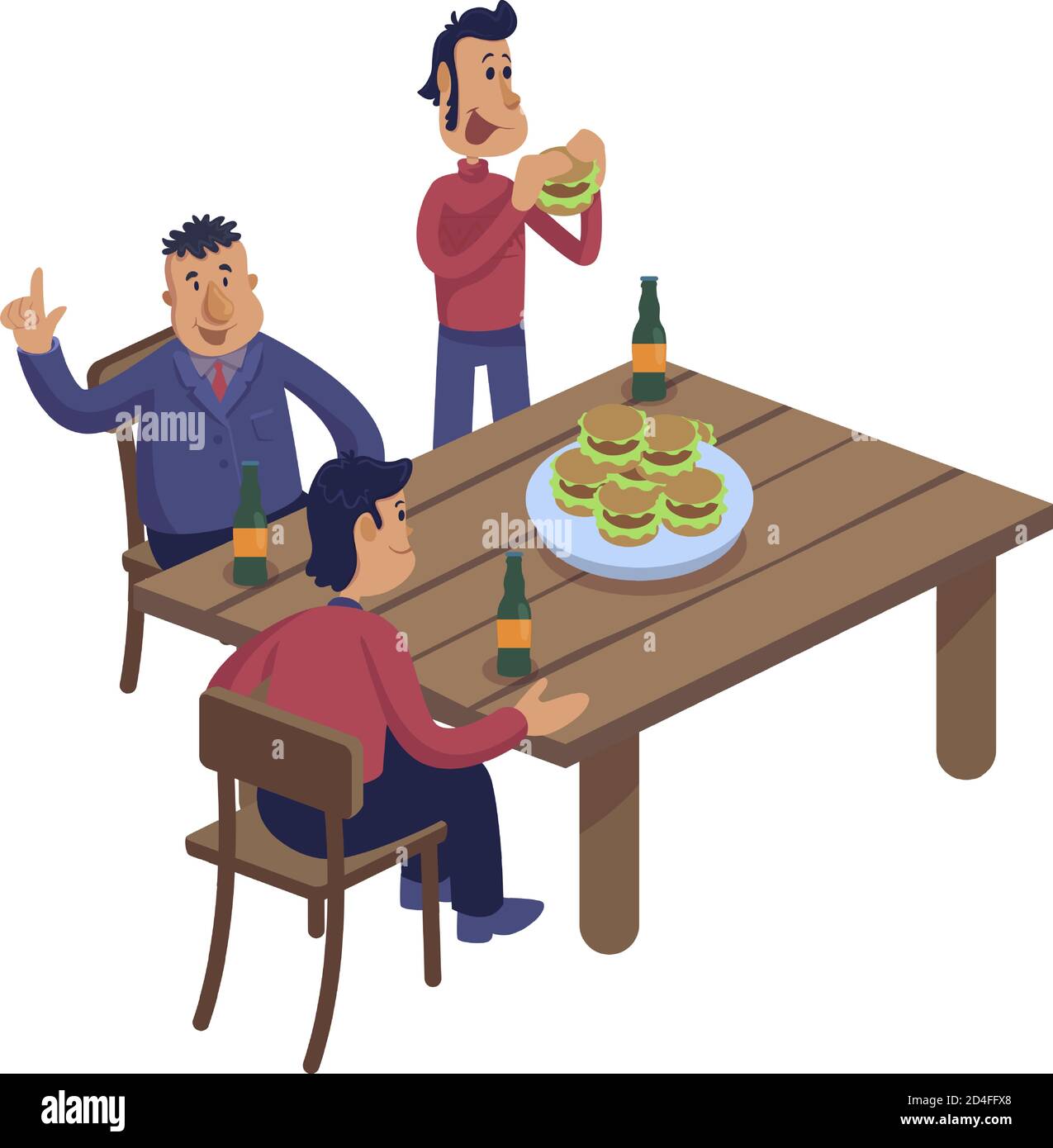 Male friends at pub flat cartoon vector illustration Stock Vector Image ...