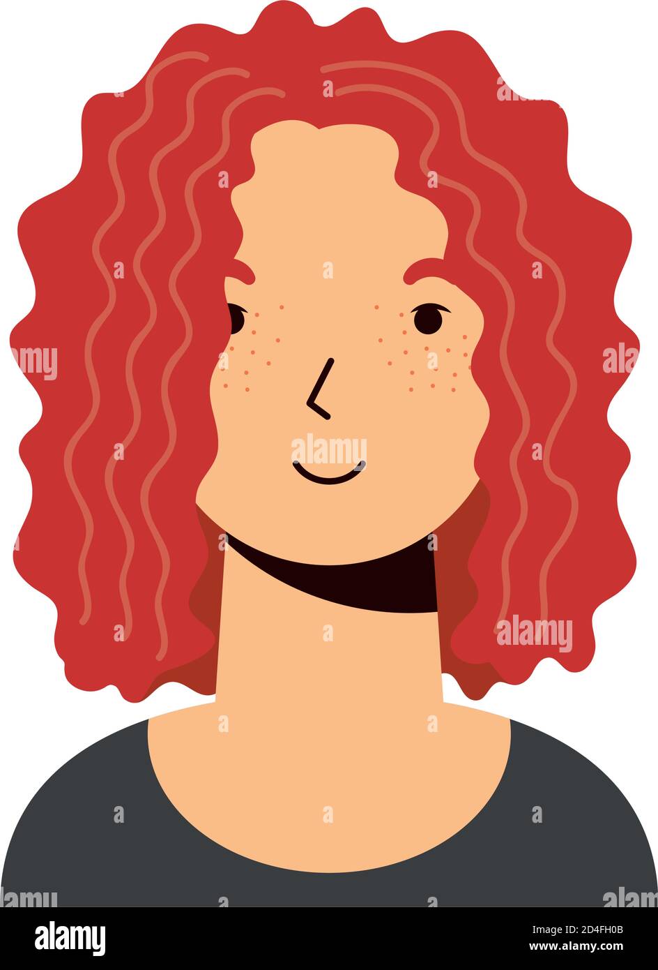 young woman female with red hair character vector flat style design ...