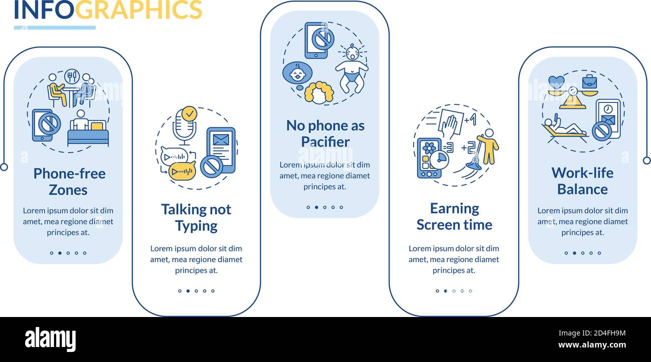 Technology addiction prevention vector infographic template Stock ...