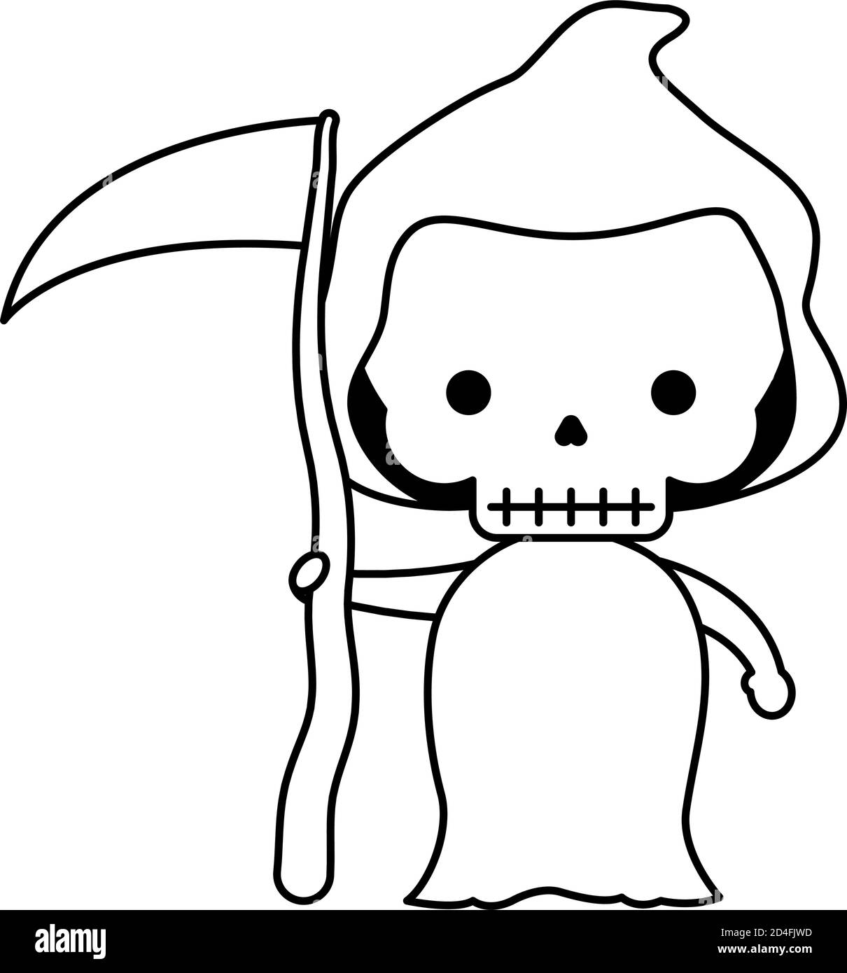 happy halloween cute death character vector illustration design Stock ...