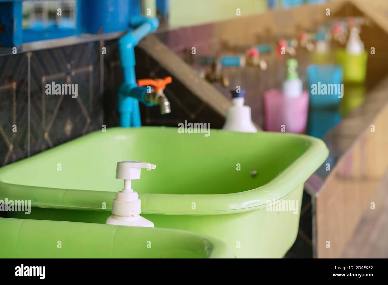 Hand washing area for cleaning to prevent the spreading of the Corona ...