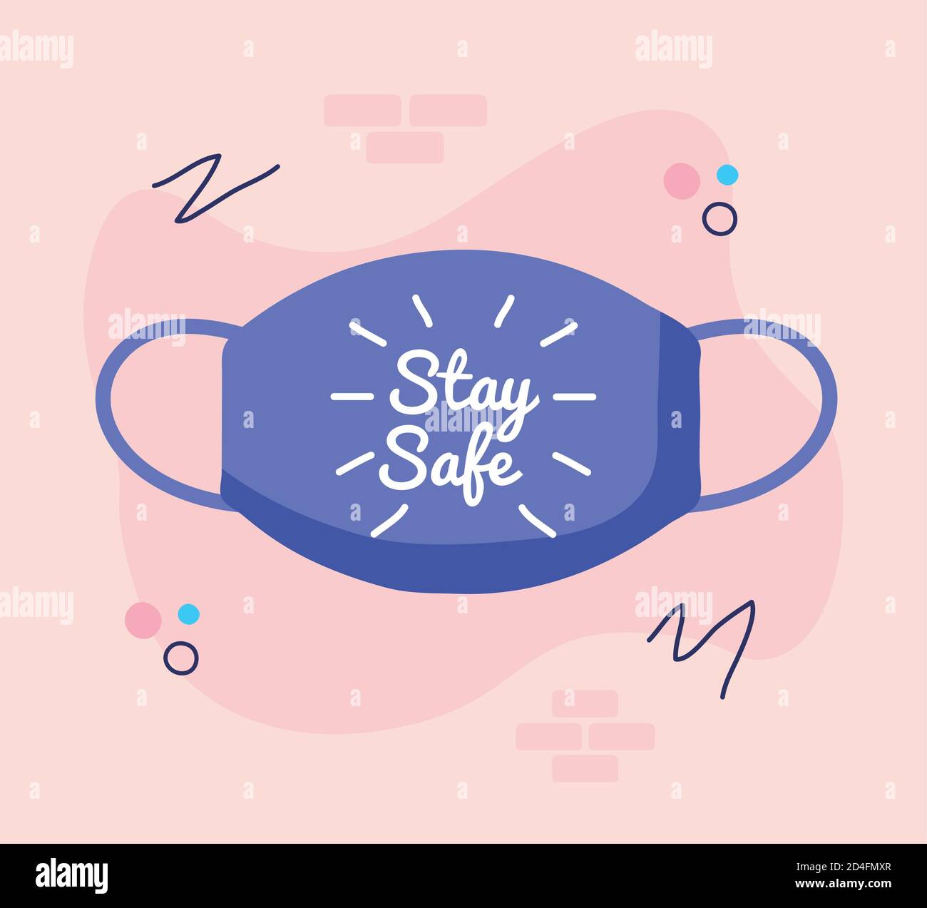 stay safe campaign lettering with medical mask vector illustration ...