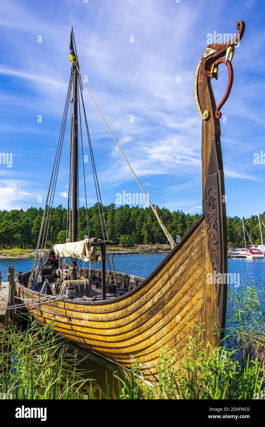 Viking ship Sigrid Storråda (Sigrid the Haughty) in the guest harbour ...