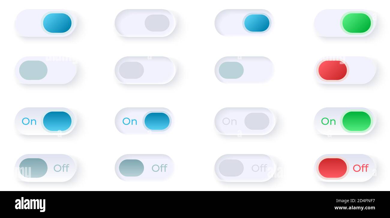 On and off switches UI elements kit Stock Vector Image & Art - Alamy