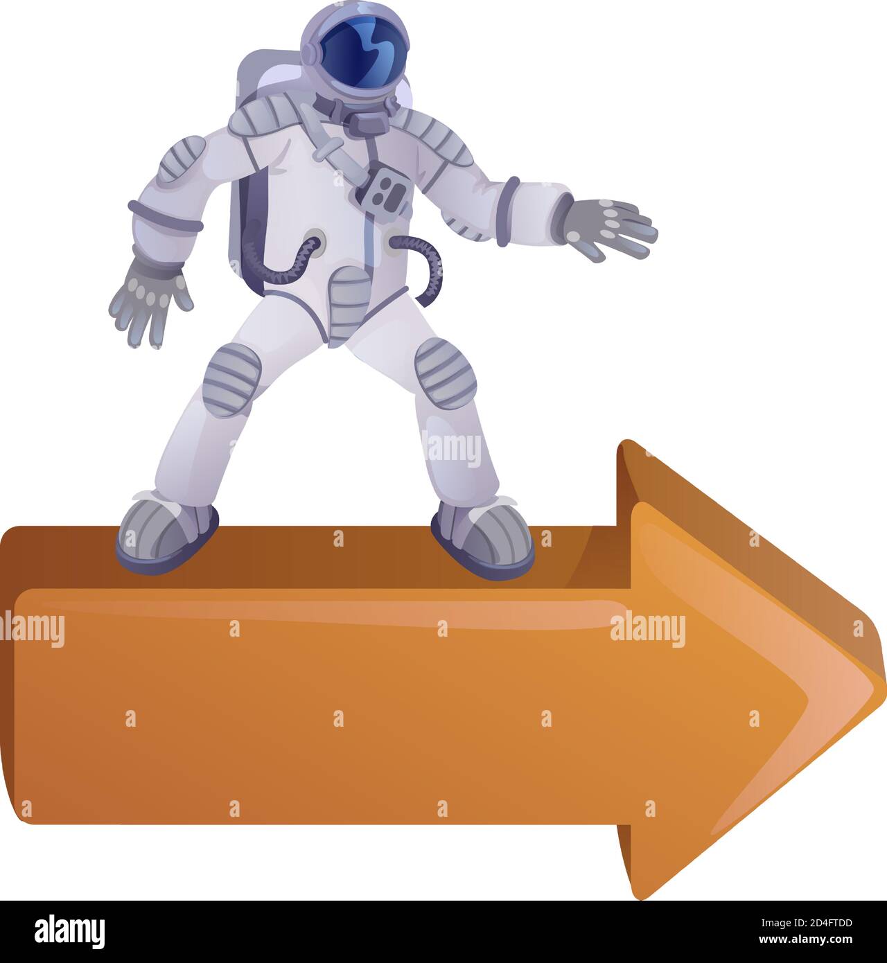 Cosmonaut on right arrow flat cartoon vector illustration Stock Vector ...
