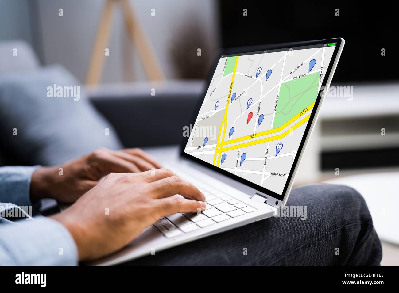 GPS Location Search On Map Online At Home Stock Photo - Alamy