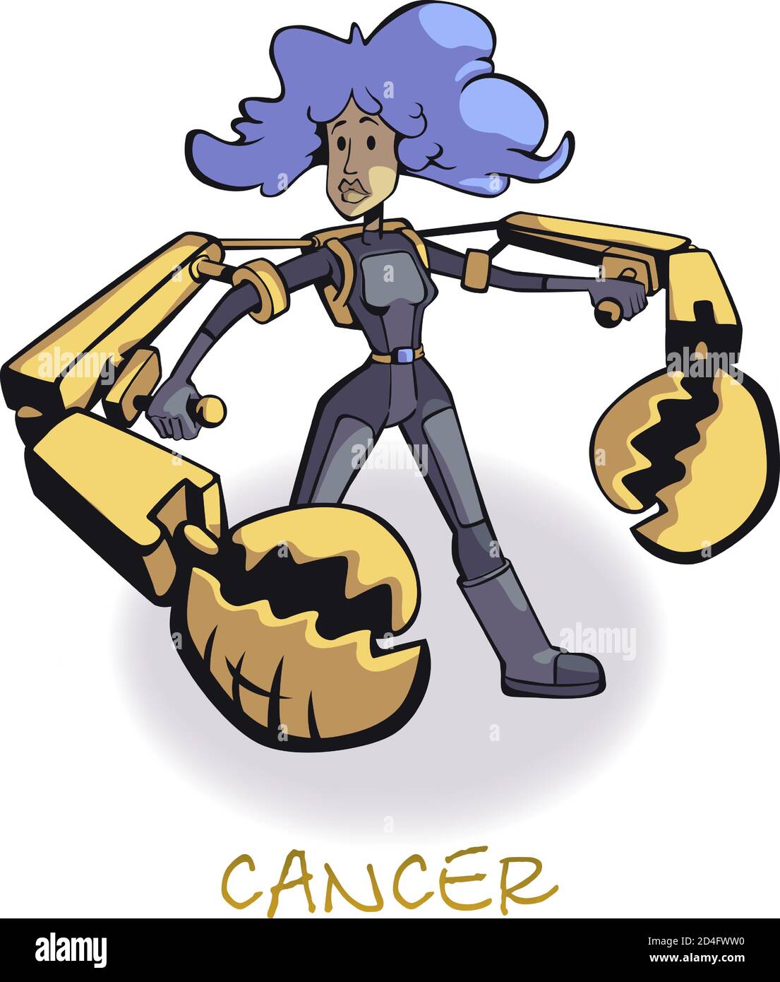 Cancer zodiac sign woman flat cartoon vector illustration Stock Vector ...