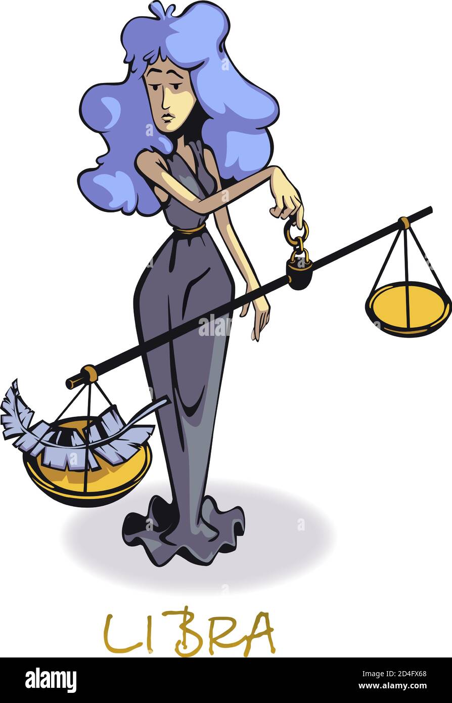 Libra zodiac sign woman flat cartoon vector illustration Stock Vector ...