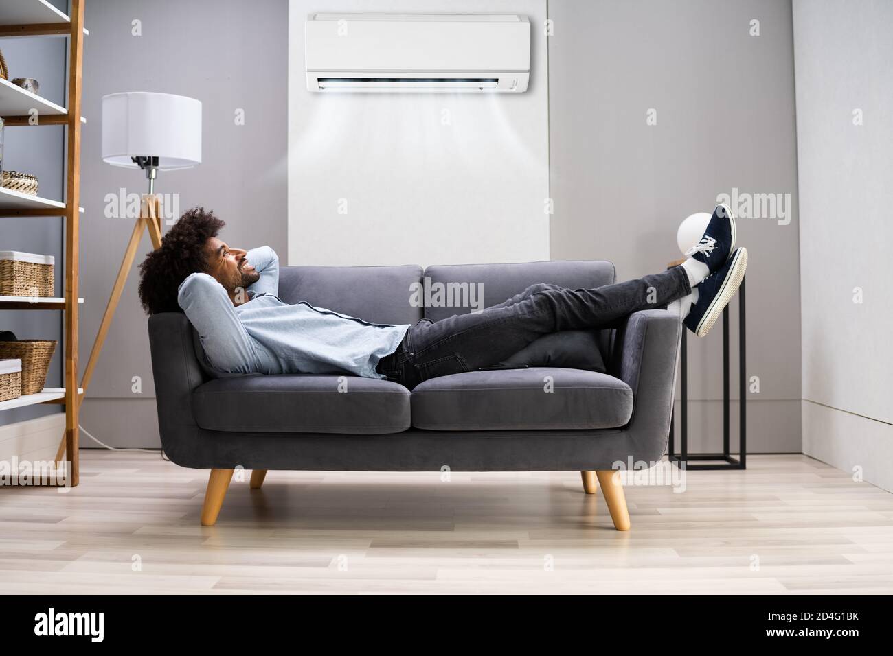 Air Conditioner In Living Room At Home. Cool AC Tech Stock Photo - Alamy