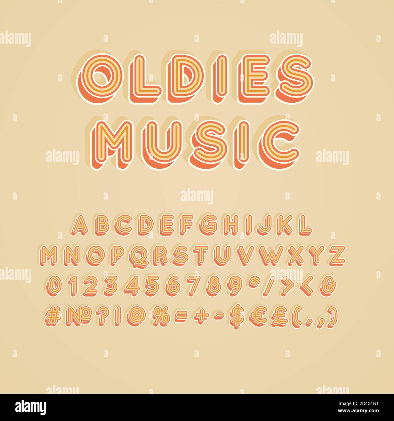 Oldies music vintage 3d vector alphabet set Stock Vector Image & Art ...