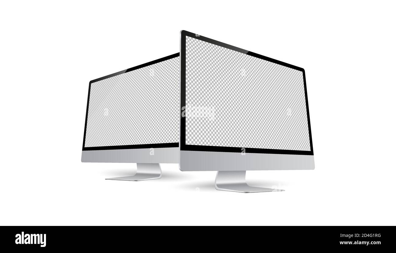 Realistic computer monitor isolated on transparent background. Vector mockup. Vector ...