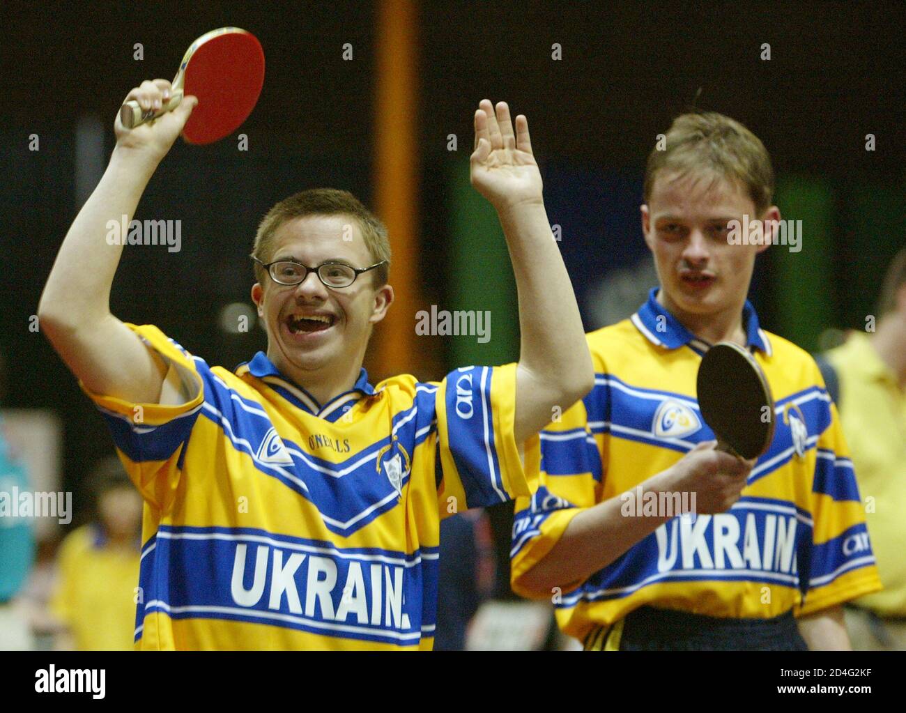 TABLE TENNIS PLAYERS OF THE UKRAINIE PLAY AGAINST PANAMA IN THE 2003 ...