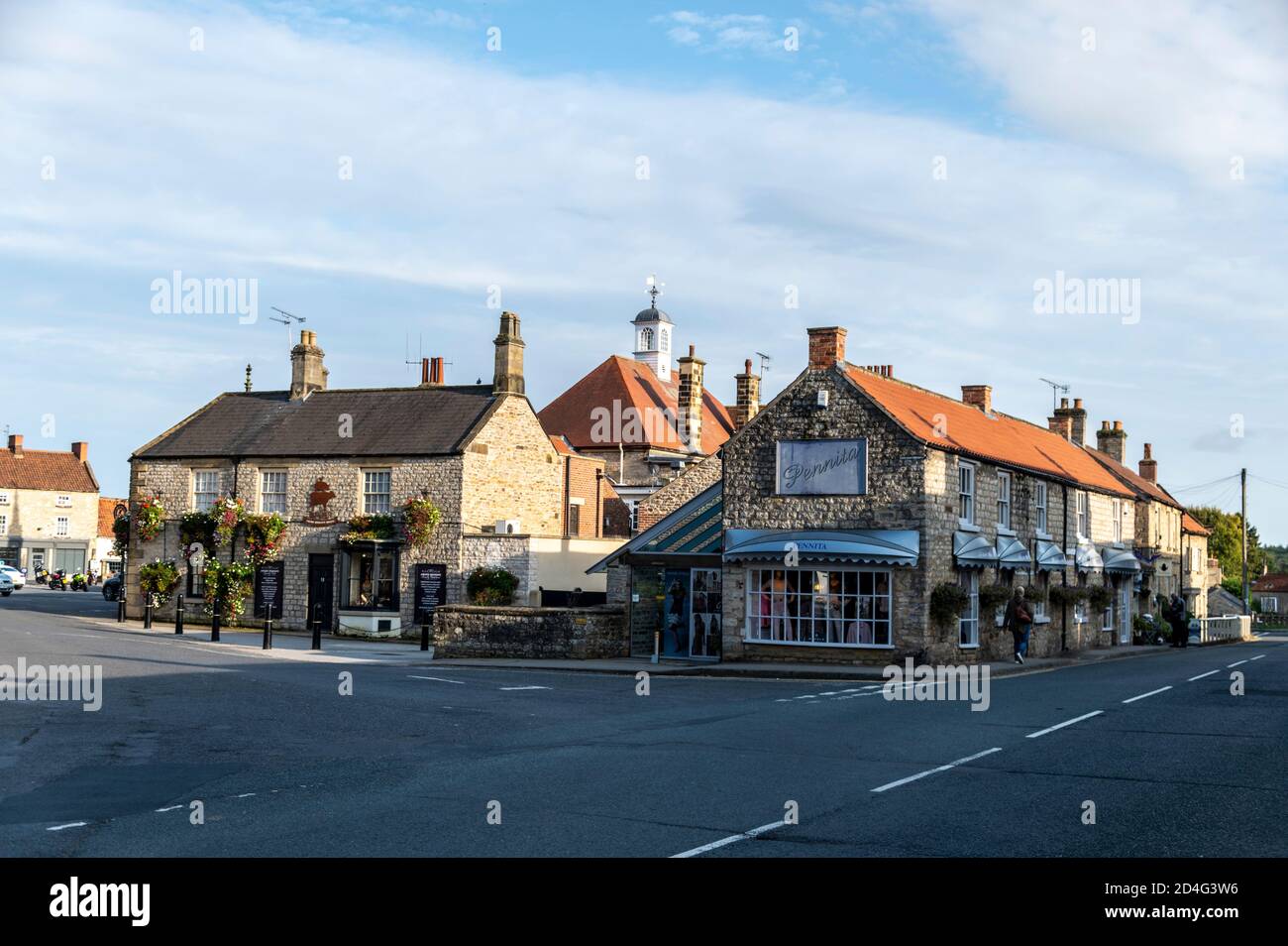 Skyline of the small market town of Helmsley set on the southern ...
